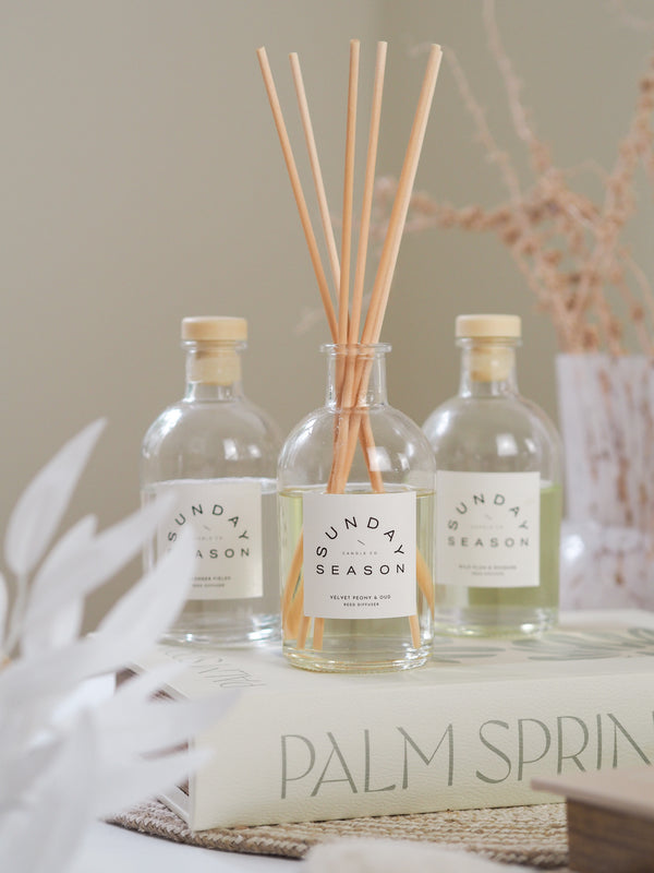 Velvet Peony & Oud Reed Diffuser – Sunday Season Candle Co.